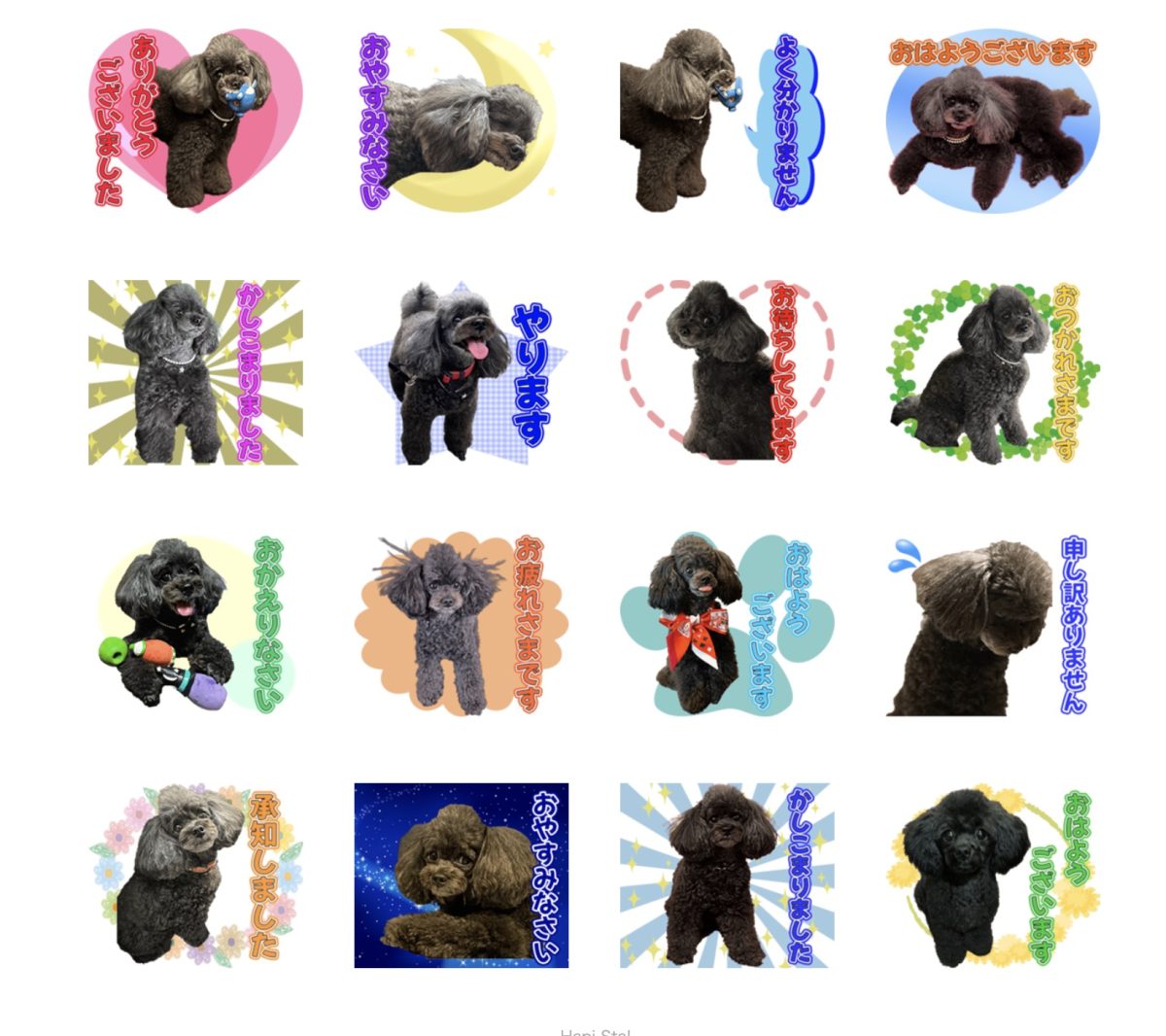 トイプードルブラック 嬉多（うた）ちゃん2 | Hapi Sta!（ハピスタ）- LINEスタンプ制作・作成代行サービス